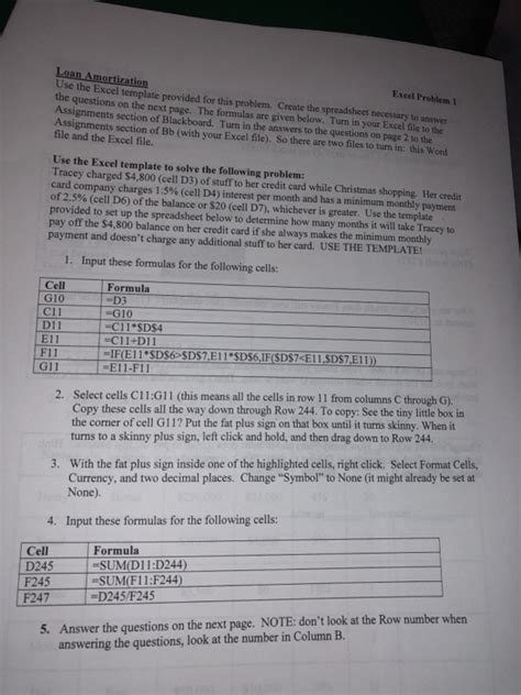 solved excel problem 1 use the excel template provided for