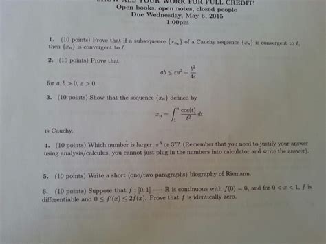 solved prove that if a subsequence { xnk} of a cauchy