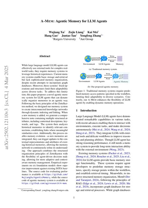 A Mem Agentic Memory For Llm Agents
