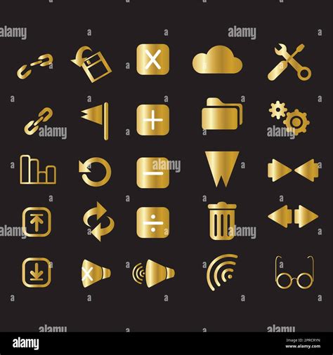 Gold Toolbar Interface Icons Stock Vector Image Art Alamy
