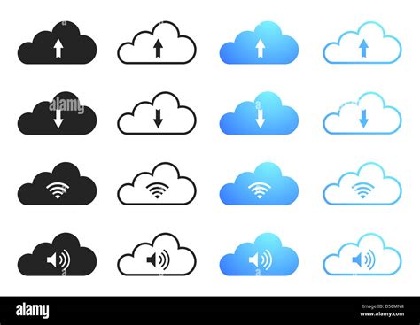 Cloud Computing Icons Sixteen Illustrations Stock Photo Alamy