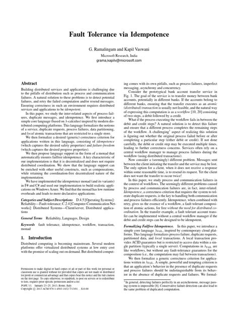 Fault Tolerance Via Idempotence Pdf Parameter Computer Programming
