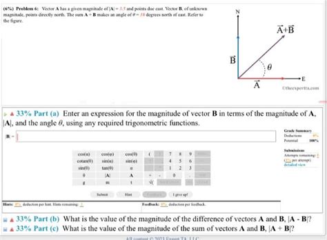 Solved 6 Problem 6 Vector A Has A Given Magnitude Of Chegg Com