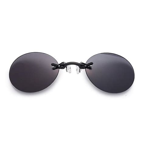 Matrix Morpheus Retro Men Round Clip On Nose Glasses Rimless Sunglasses