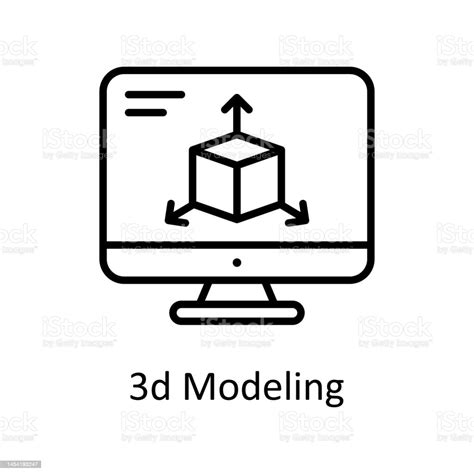 3d Modeling Vector Outline Icon Design Illustration Design And Development Symbol On White