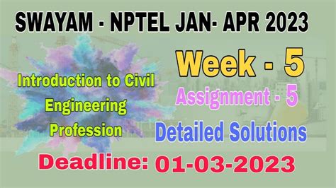 Week 5 Nptel Introduction To Civil Engineering Profession Assignment 5 I Jan Apr 2023 I