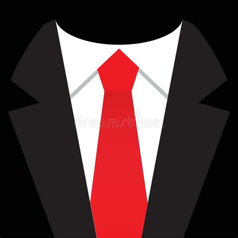 Detail Of A Black Suit With A Red Tie Stock Vector Illustration Of