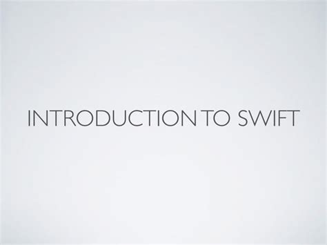 Swift Intro Pdf