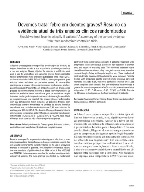 Pdf Should We Treat Fever In Critically Ill Patients A Summary Of