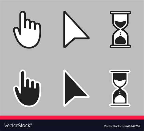 Pointer Hand Arrow And Hourglass Loading Clock Vector Image