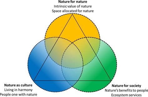 the nature futures framework triangle with a list of some possible