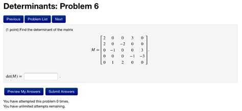 solved determinants problem 6 previous problem list next 1