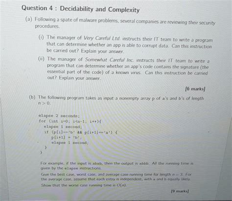 Question 4 Decidability And Complexity A