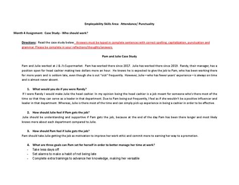 Punctuality Assignment Pdf