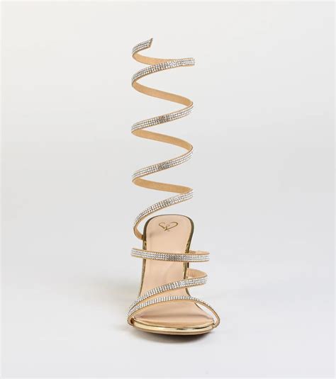 Elevated Status Rhinestone Spiral Block Heels And Windsor