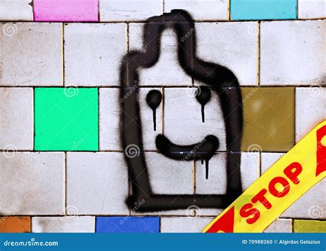 Condom Graffitti On An Old Tiles Wall With A Stopline Stock Photo Image Of Permission
