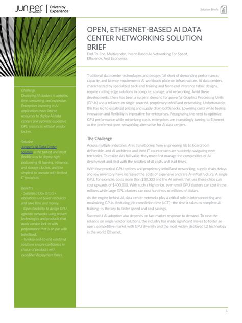 Open Ethernet Based Ai Data Center Networking Solution Brief Frontend Backend Pdf