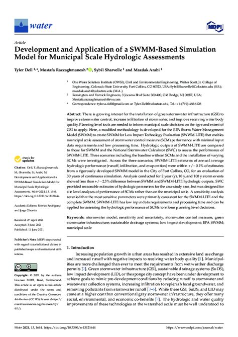 Pdf Development And Application Of A Swmm Based Simulation Model For Municipal Scale