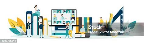 가정 교육 개념 사람들은 컴퓨터를 사용하여 집에서 공부합니다 원격 작업 노트북 컴퓨터에서 화상 회의 어디서나 개념에서 집과 직장에서 작업벡터 일러스트 가정 생활에 대한 스톡