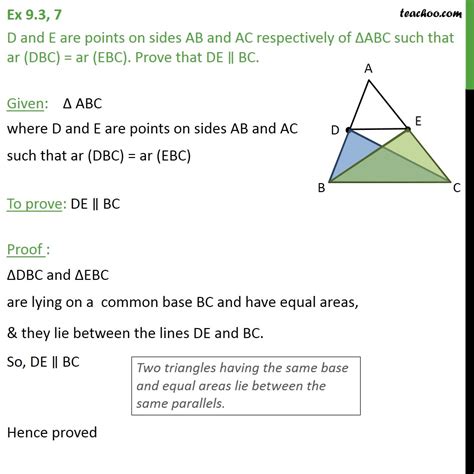 Question 7 D And E Are Points On Sides Ab And Ac Of Abc