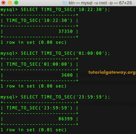 Mysql Timetosec Function