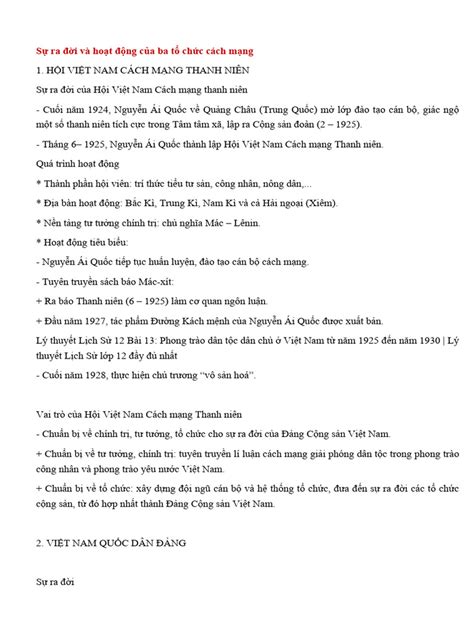 S Ra Đ I Và Ho T Đ Ng C A Ba T Ch C Cách M Ng Pdf