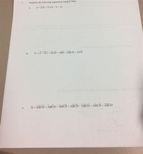 solved simplify he following expression using k map a