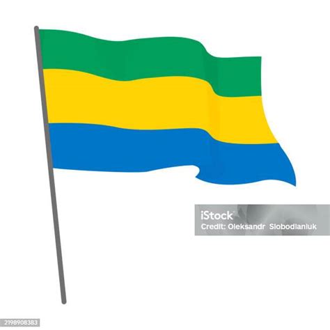 깃발 가봉이 펄럭입니다 공식 깃발 가봉이 깃대에 휘날립니다 독립기념일 배너 전단지 포스터 템플릿 국기 가봉 코트 팔 물결 모양의 깃발 가봉 0명에 대한 스톡 벡터 아트 및