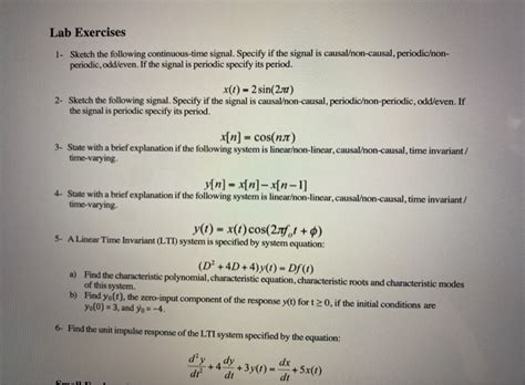 Solved Lab Exercises 1 Sketch The Following Continuous Time