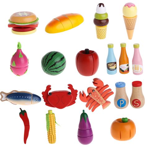 나무 주방 과일 음식 어린이 역할 놀이 장난감 절단 세트 어린이 선물 척 재생
