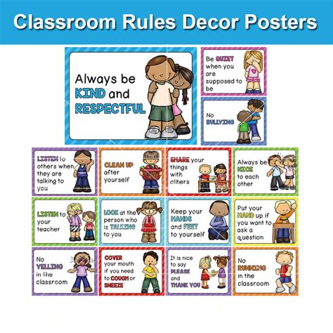 Printable Classroom Rules Flashcards Daycare Rules Classroom Rules