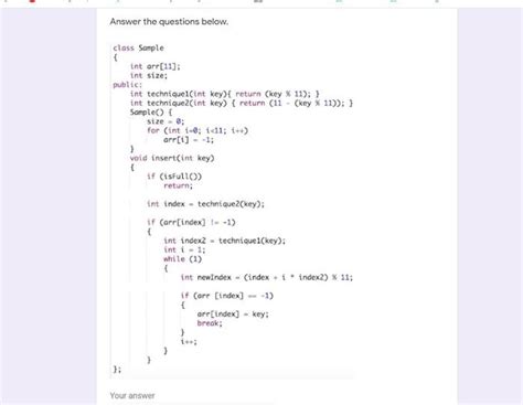 Solved Answer The Questions Below Class Sample Int Chegg Com