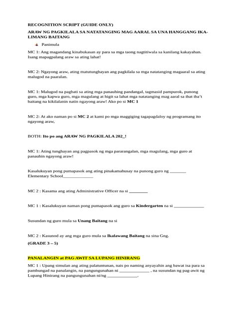 Recognition Script Pdf