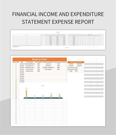 Financial Income And Expenditure Statement Expense Report Excel