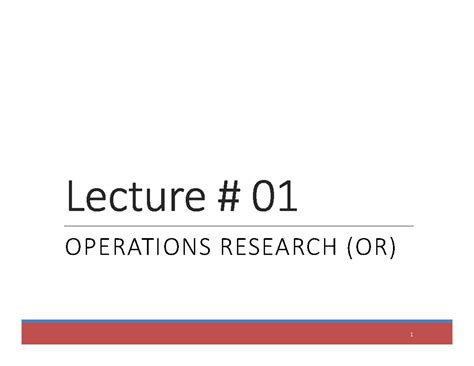Lecture 1 8 Operational Research Operations Research Or Recommended Books And Resources