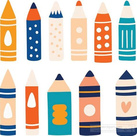 New Categories Set Of Cute Colorful Crayons Designed In Handrawn Style