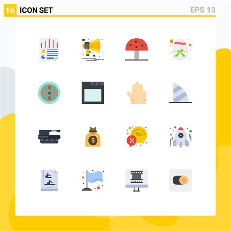 Mobile Interface Flat Color Set Of 16 Pictograms Of Nature Egg Notification Easter Nature
