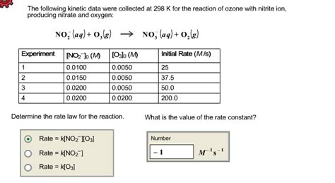 Solved The Following Kinetic Data Were Collected At 298 K