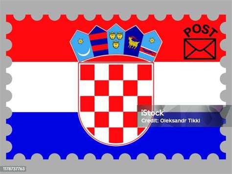 우표 내부 크로아티아 국기 배경에 격리됩니다 원래 색상과 비율 창의적 벡터 일러스트레이션 국가 집합 엽서 로고 문자 국가 지리적 지역에 대한 스톡 벡터 아트 및 기타 이미지