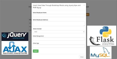 Insert View Data Through Bootstrap Modal Using Python Flask And Jquery Ajax Mysqldb Tutorial101