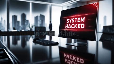 Computer In An Office With System Hacked On The Screen Stock