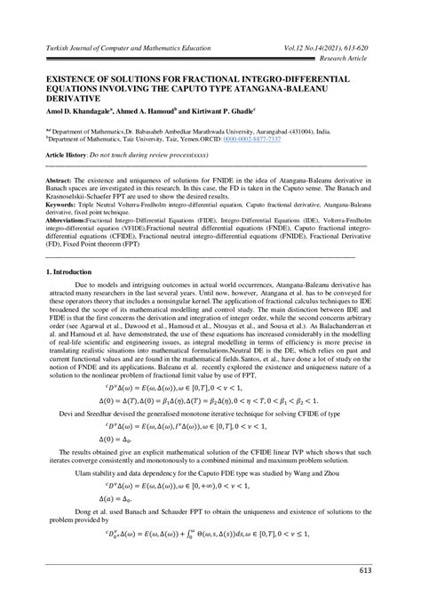 Pdf Existence Of Solutions For Fractional Integro Differential