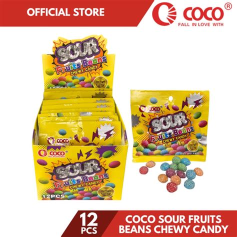 【buy 1 Take 1】coco Sour Fruits Beans Chewy Candy 12pack Per Inner Box