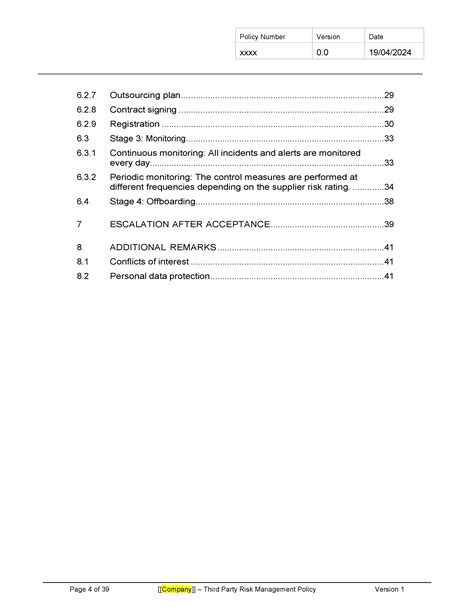 Third Party Risk Management Policy Template Banking And Fintech Policies Templates
