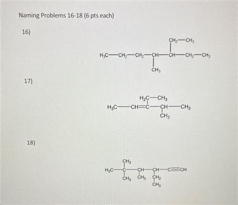 Solved Naming Problems 16 18 6 Pts Each 16 17 18