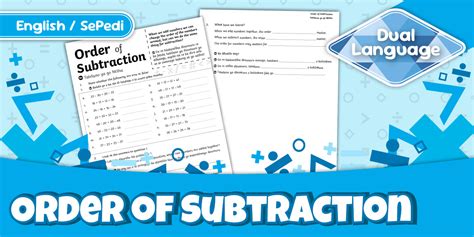 Order Of Subtraction Worksheet Sepedi