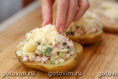 Картофель, фаршированный салатом оливье. Рецепт с фото