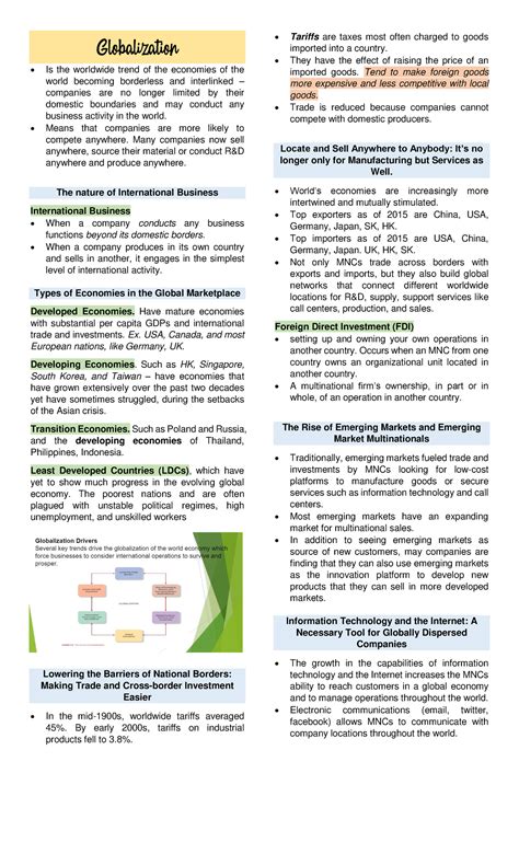 Globalization Lecture Notes Is The Worldwide Trend Of The Economies Of The World Becoming