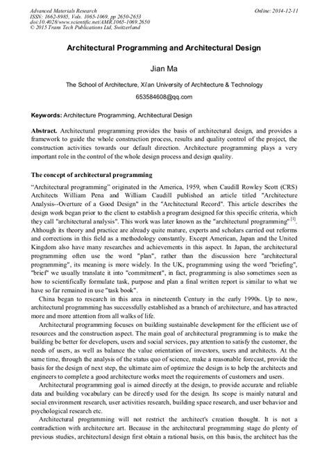 architectural programming and architectural design scientific