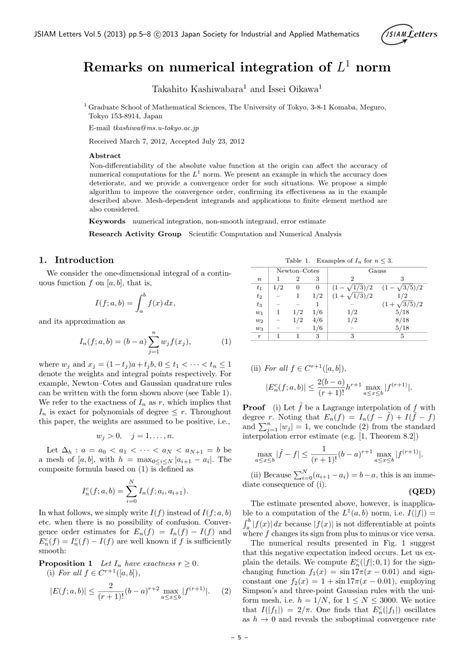 Pdf Remarks On Numerical Integration Of L1 Norm